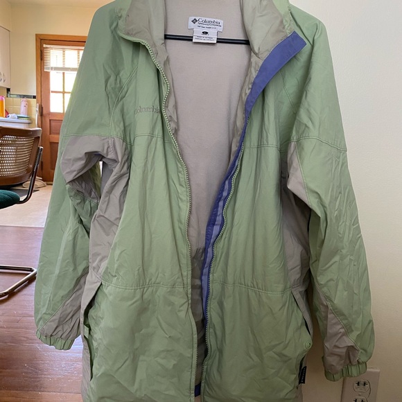 Columbia | Jackets & Coats | Columbia Green And Cream Rain Jacket ...